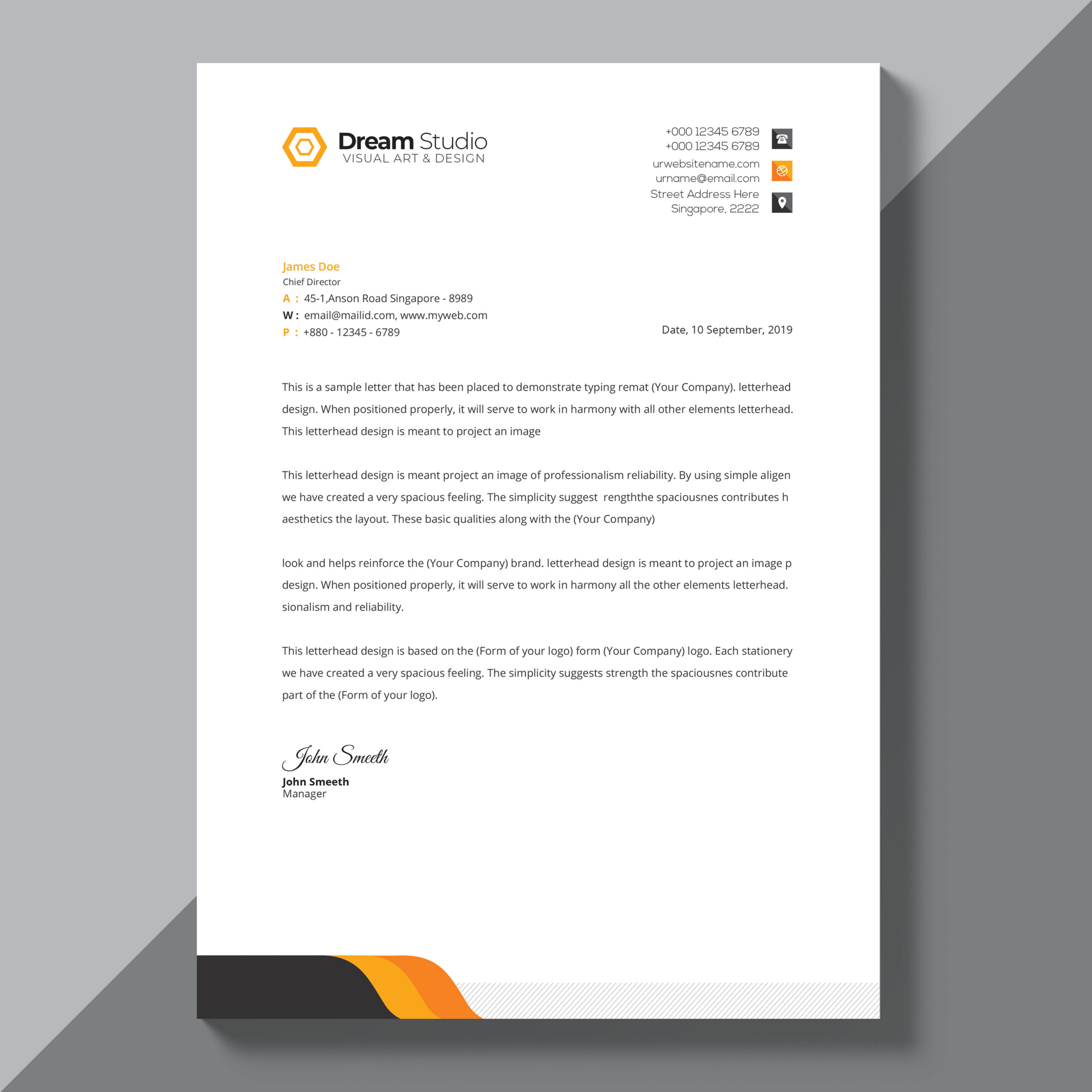 Offset Letterhead – Full Bleed